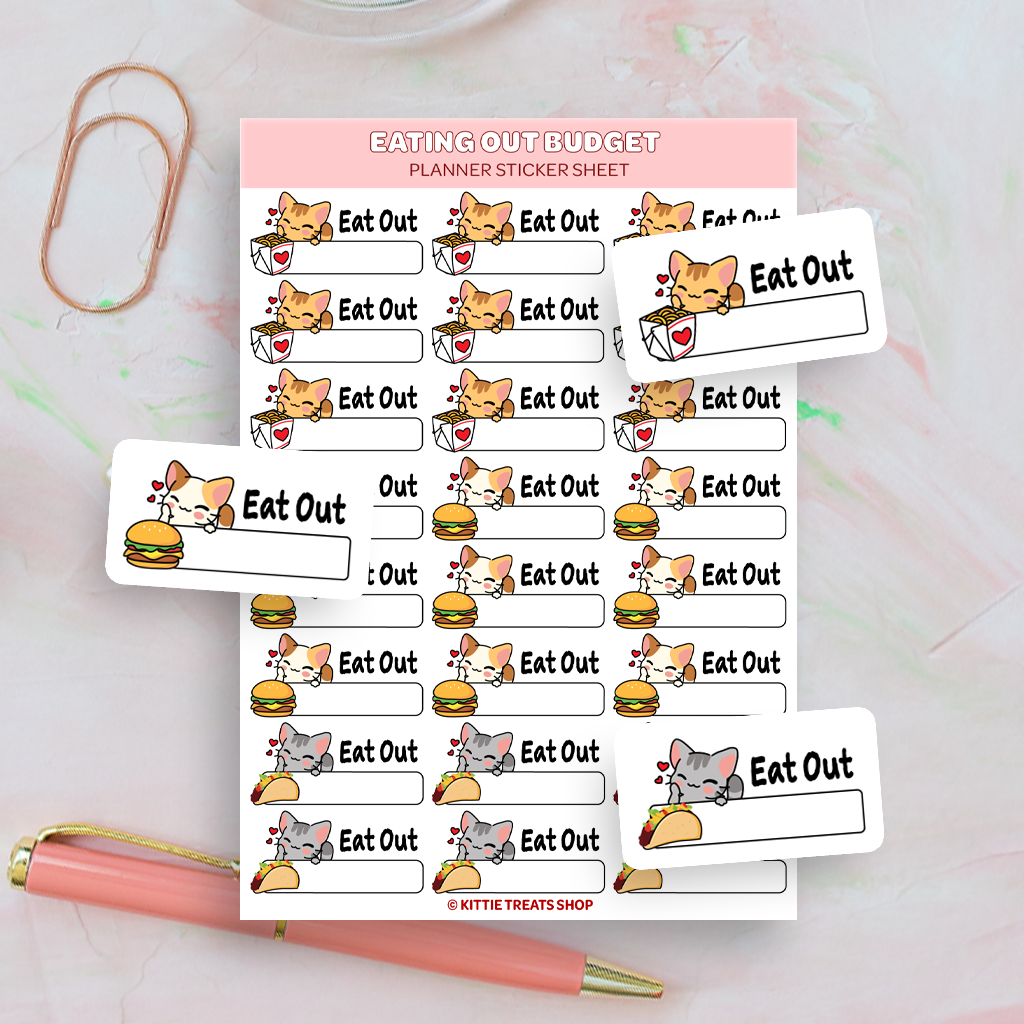 Eating Out Budget Planner Sticker Sheet – Kittie Treats Shop